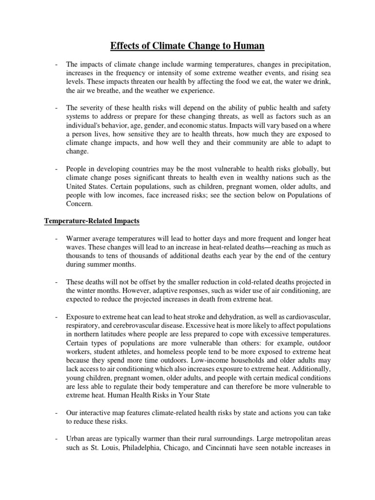 Effects of Climate Change To Human | PDF | Greenhouse Effect ...