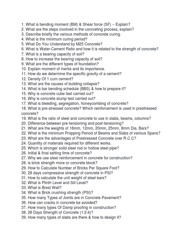 75 Civil Engineering Questions & Answers | Download Free PDF | Beam ...