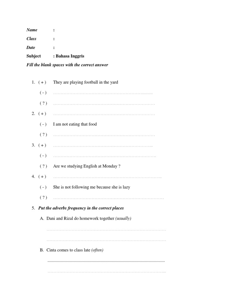 Name Class Date:::: Subject: Bahasa Inggris | PDF | Nature