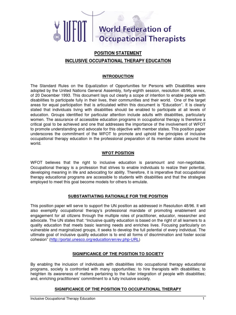 Inclusive Education Position Paper To Revise LhCM08 | PDF | Inclusion ...