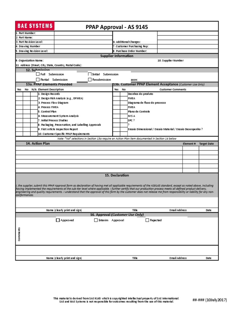 PPAP Approval Form | PDF | Business