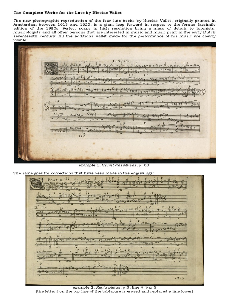 Complete Works For The Lute Nicolas Vallet | PDF | Entertainment ...