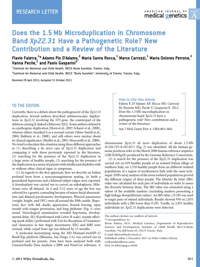 Microduplication of xp22.31 | PDF | Gene Duplication | Gene
