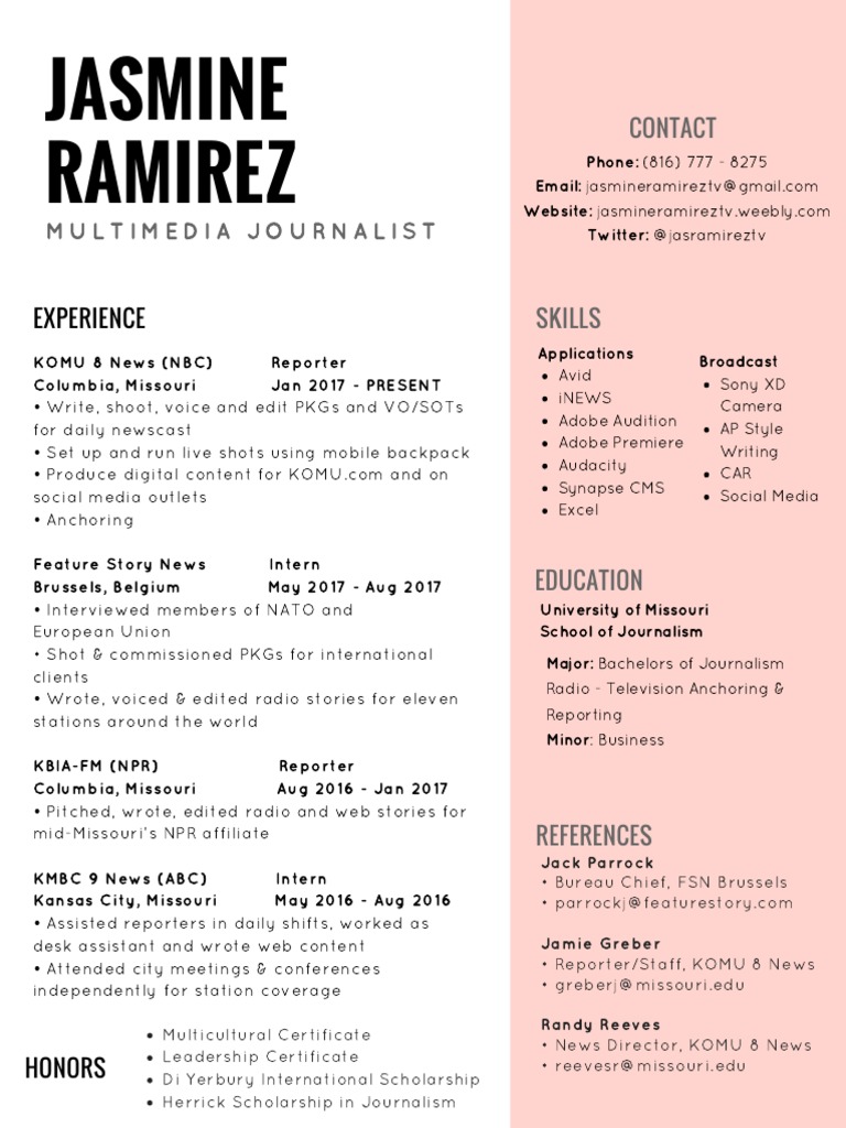 Jasmine Ramirez Resume - 2018 | PDF | News Media | Television
