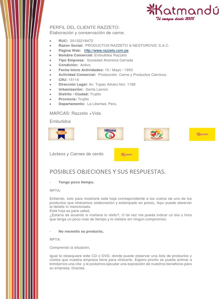 Perfil Del Cliente Razzeto | PDF | Carne | Business