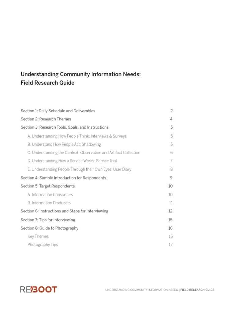 Understanding Community Information Needs: Field Research Guide | PDF ...