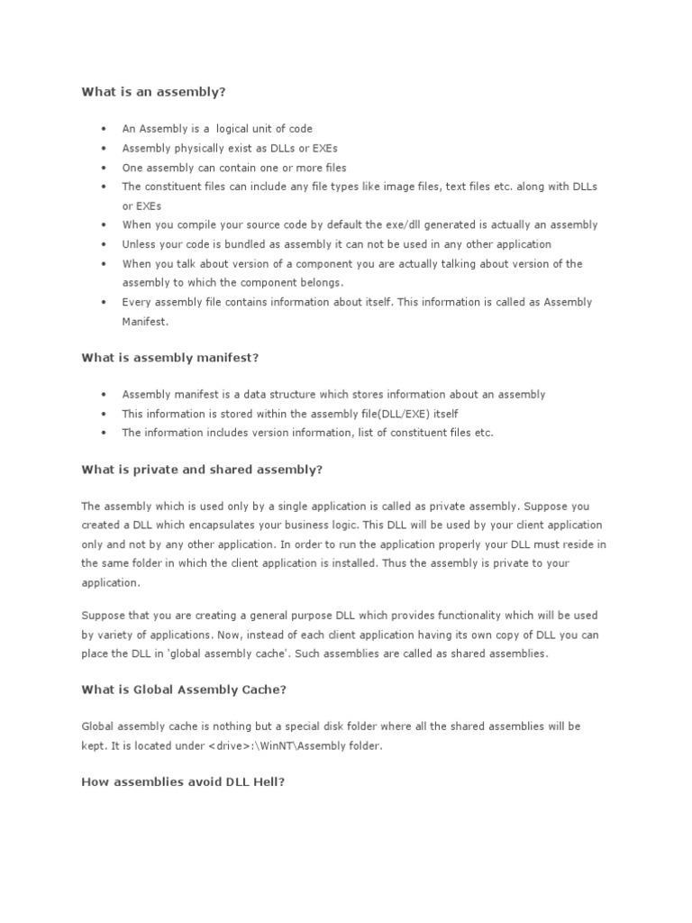 What Is An Assembly? | PDF | Computer File | Computing