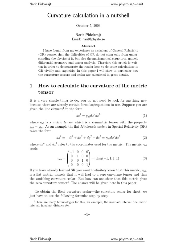 An Explicit Demonstration of Calculating Curvature Tensors and Scalar ...