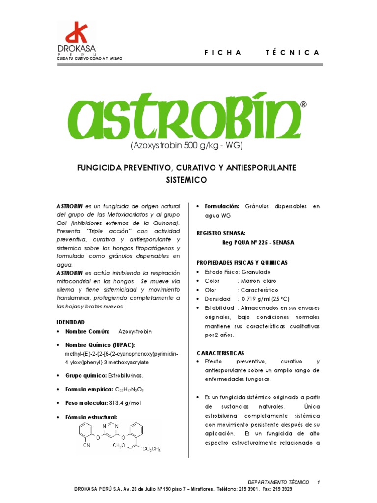 Azoxystrobin Ficha Tecnica PDF | PDF | Agua | Medicina