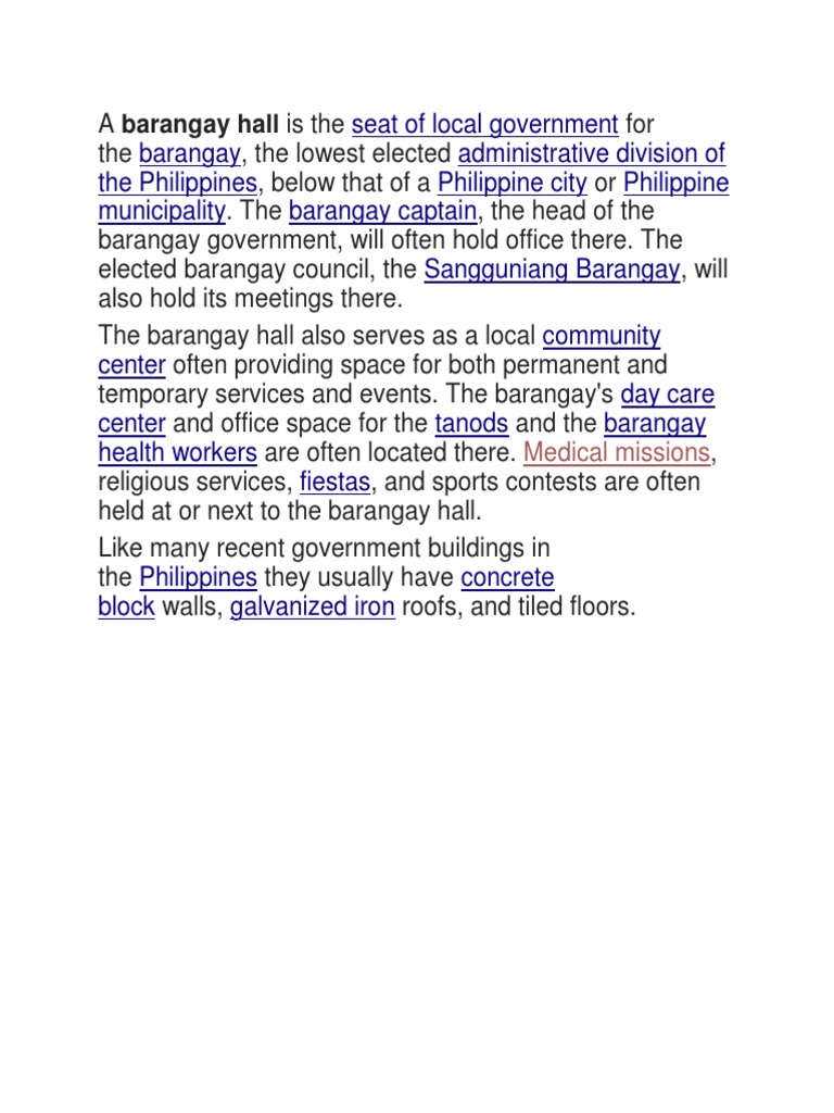 Barangay Hall | PDF | Politics | Social Science