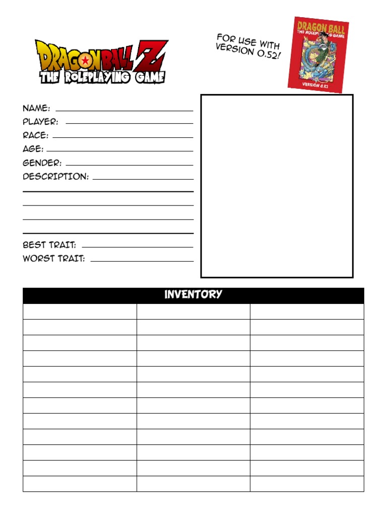 Dragon Ball Roleplaying Game Character Sheet 052 | PDF | Video Games ...