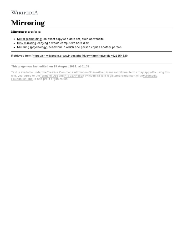 Mirroring: Mirroring May Refer To | PDF | Computers