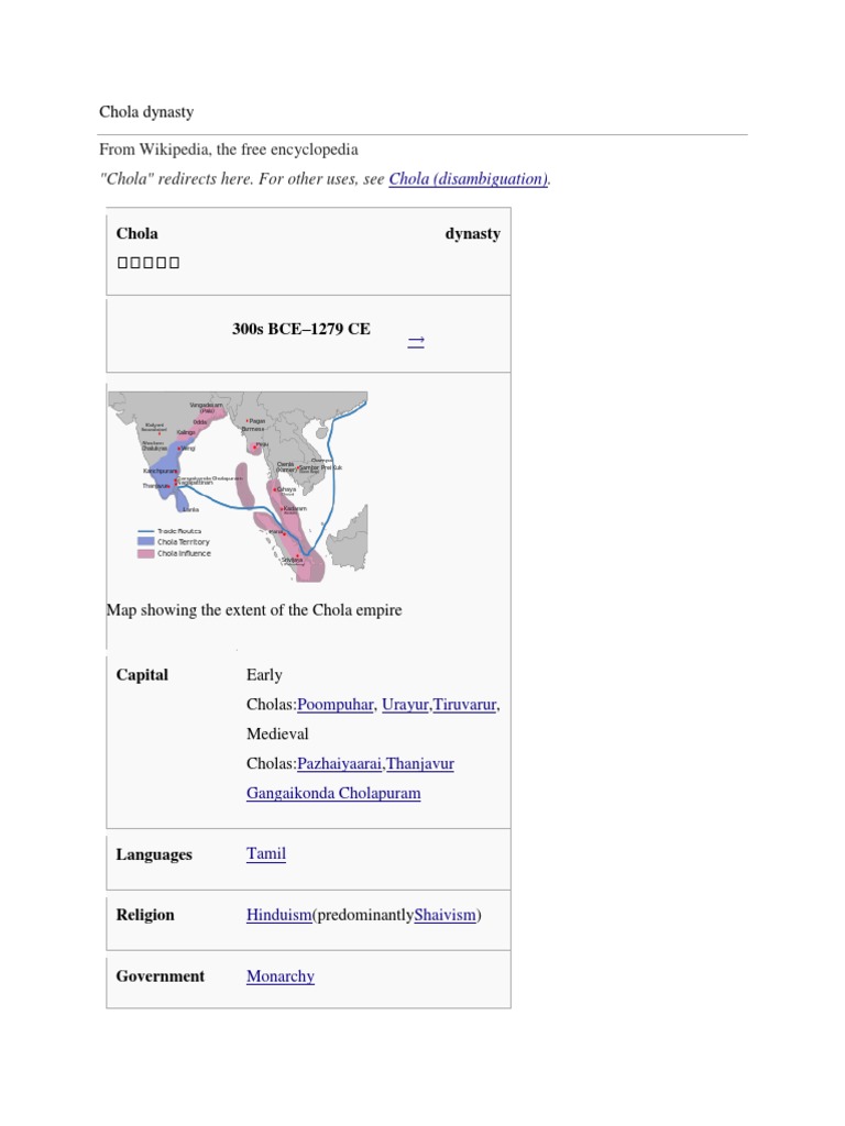 Chola Dynasty | PDF | South India | Tamils