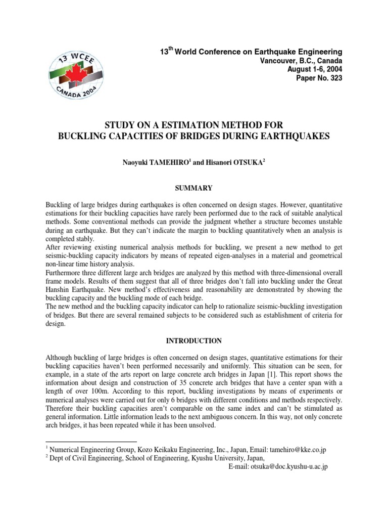 Study On A Estimation Method For Buckling Capacities of Bridges During Earthquakes | PDF ...