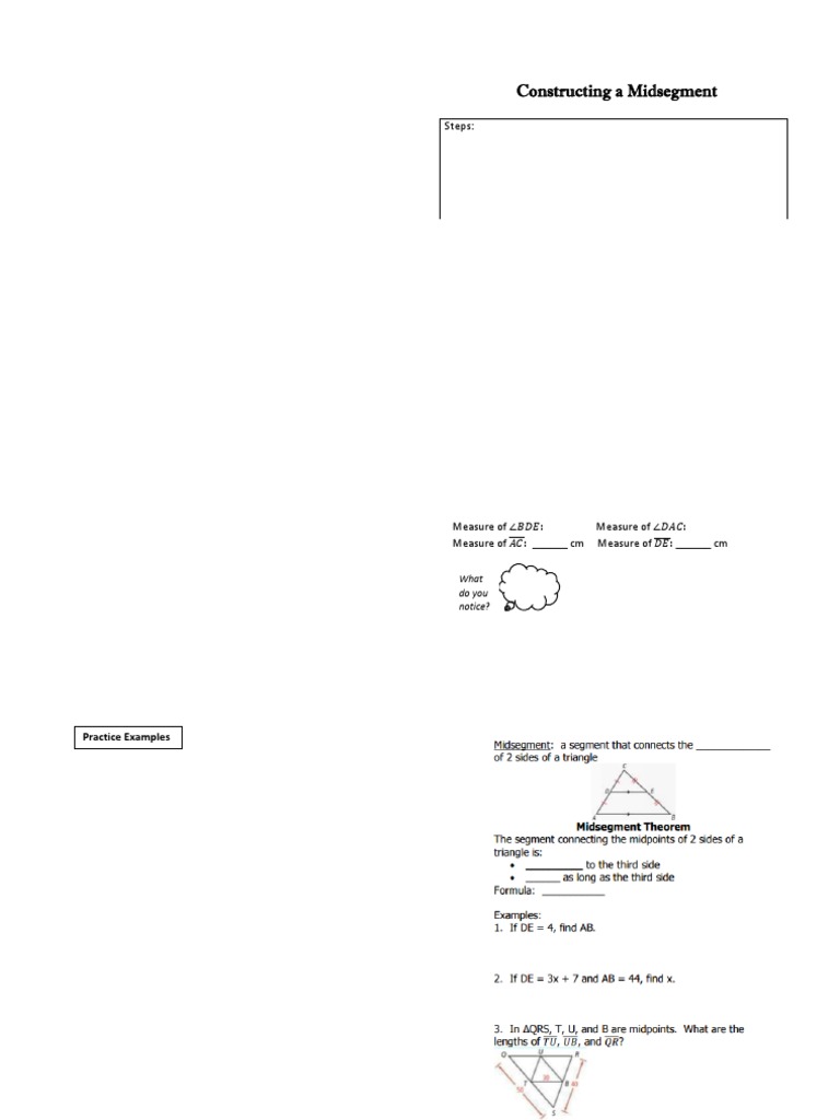 Constructing A Midsegment: Steps | PDF