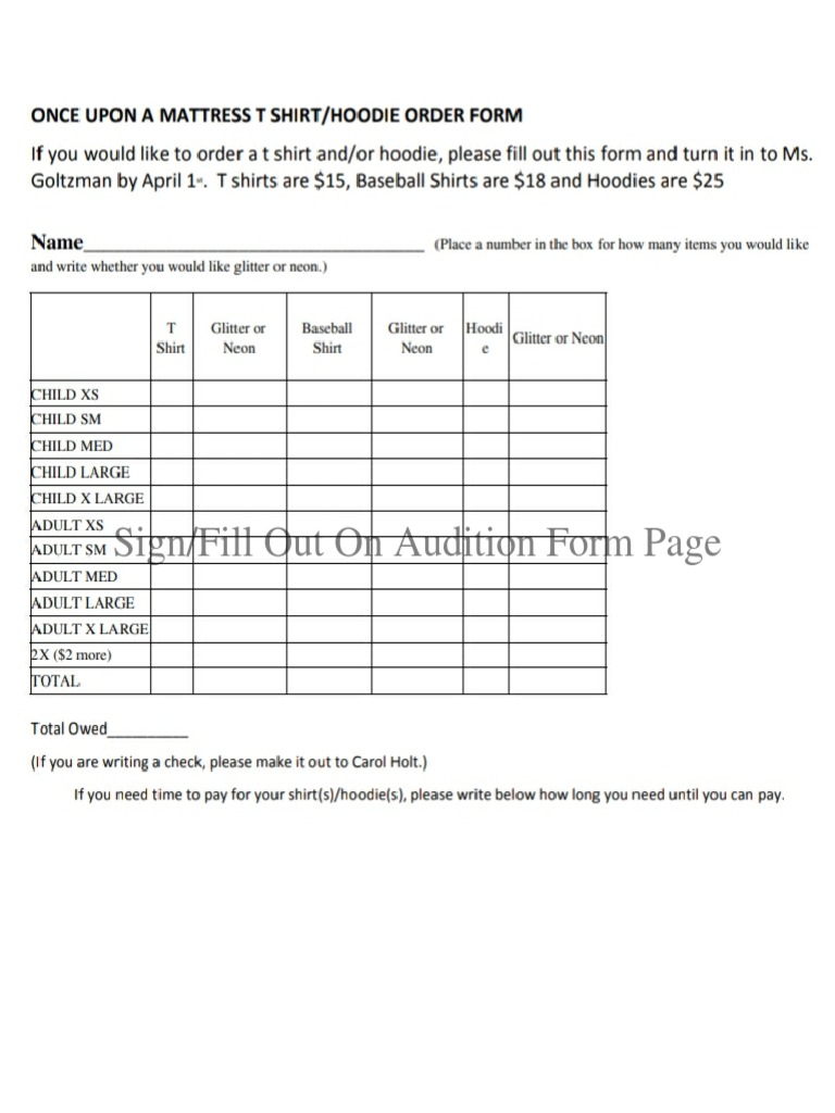 Sign/Fill Out On Audition Form Page | PDF | Career & Growth