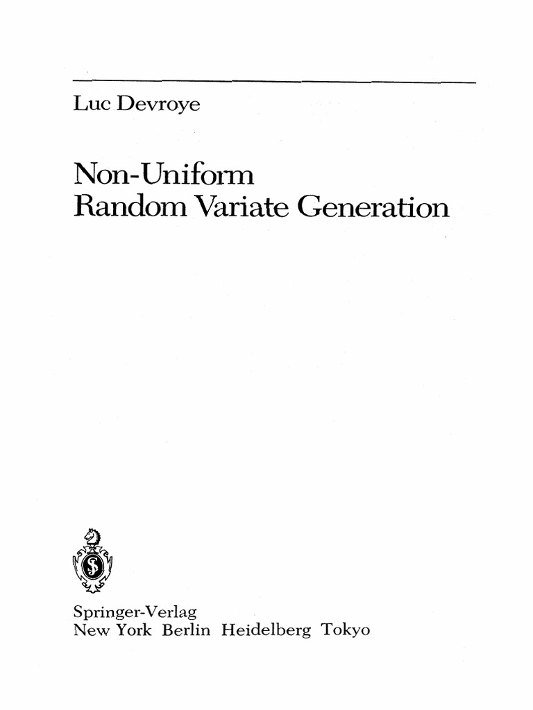 Devroye Non Uniform Random Variate Generation PDF | PDF | Probability Distribution | Matrix ...