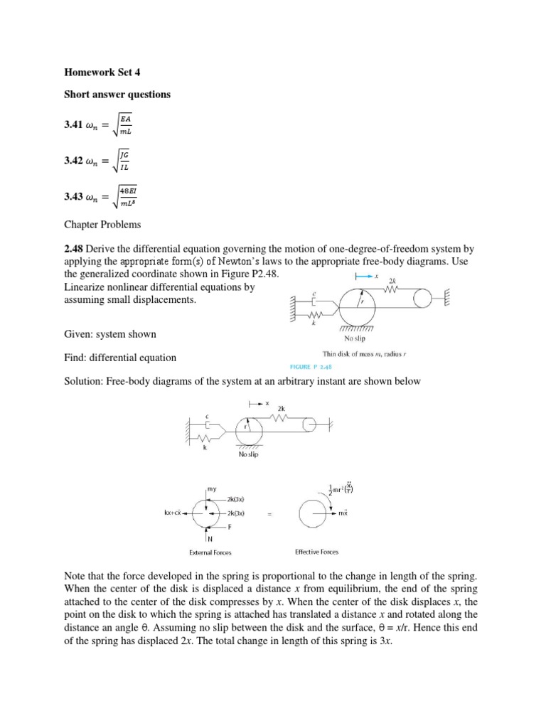 Vibrations HW 4 | PDF | Rotation Around A Fixed Axis | Force