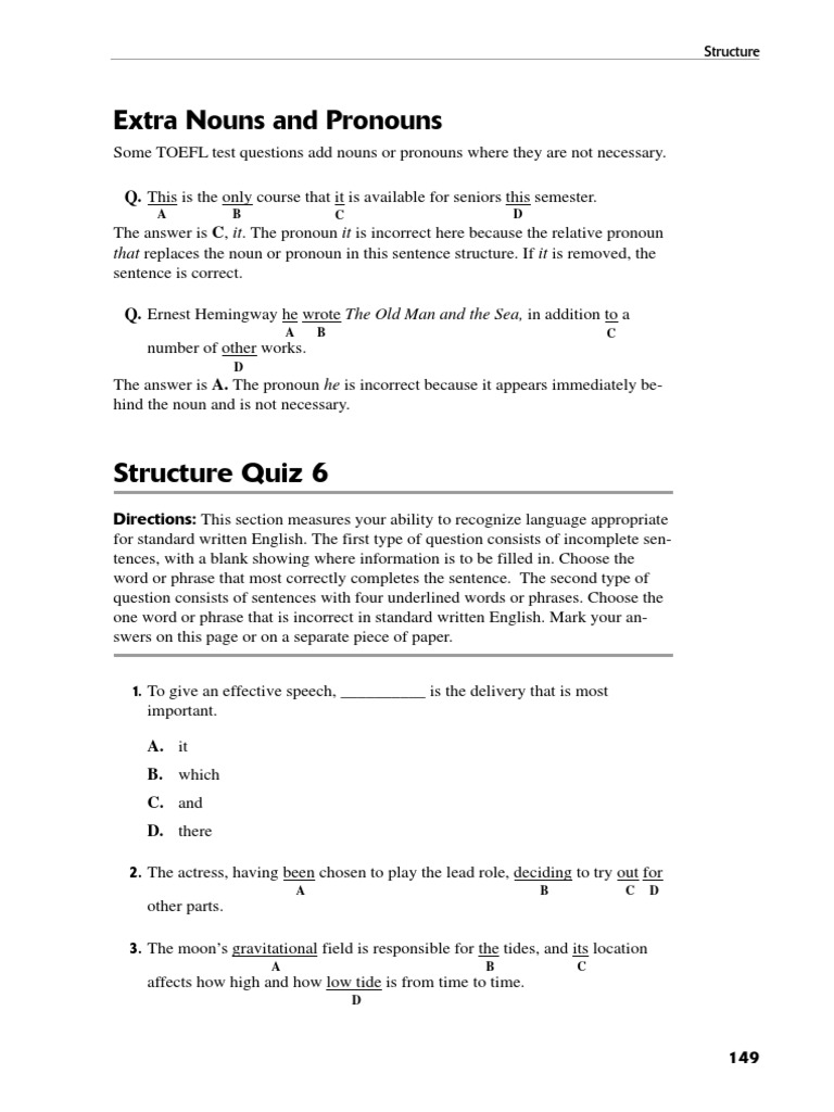 Quiz 6 | PDF | Verb | Pronoun