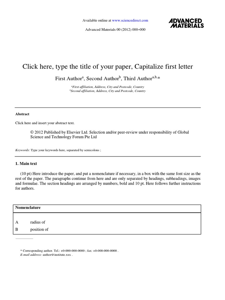 Click Here, Type The Title of Your Paper, Capitalize First Letter | PDF ...