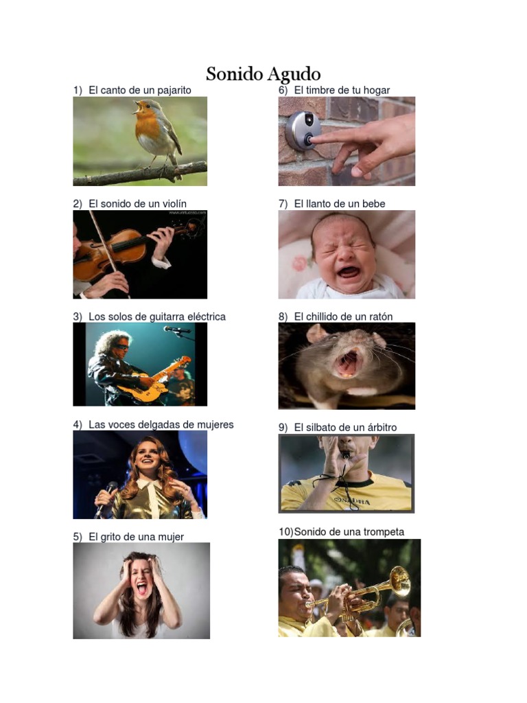 10 Sonidos Graves y 10 Sonidos Agudos | PDF | Escuchando | Sonido