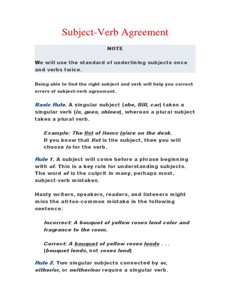 Mastering Subject-Verb Agreement: A Comprehensive Guide | PDF ...