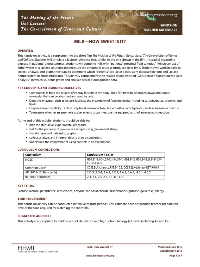 Lactase Lab Teacher | PDF | Milk | Foods