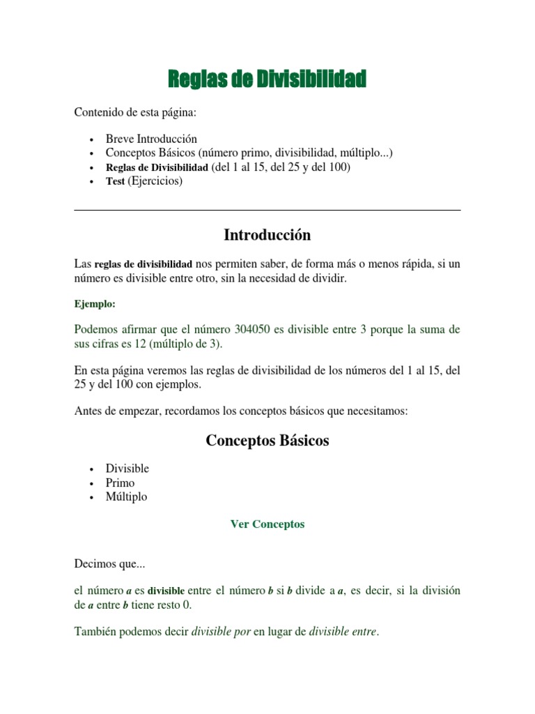 Reglas de Divisibilidad del 1 al 15 | PDF | Número primo | Números