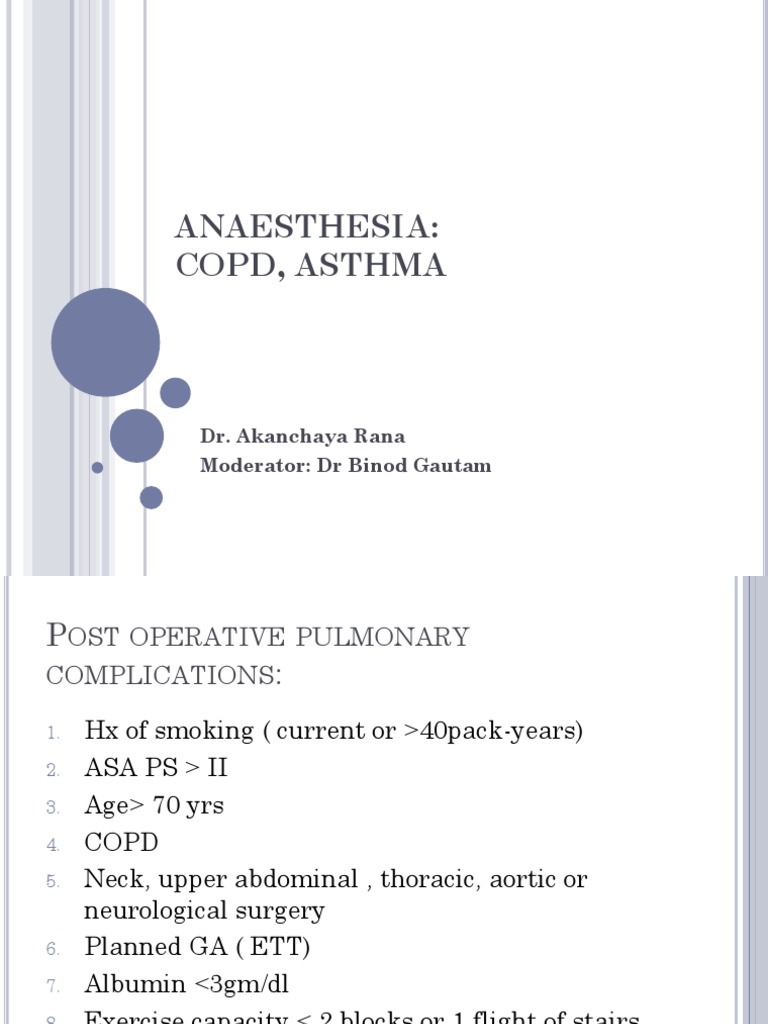 Anesthesia Considerations for COPD Patients | PDF | Chronic Obstructive ...