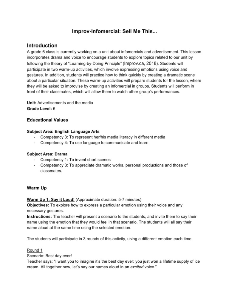 Drama Lesson Plan | PDF | Emotions | Lesson Plan