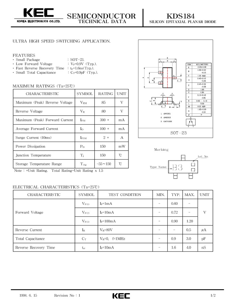 Data Sheet Kds 184 | PDF