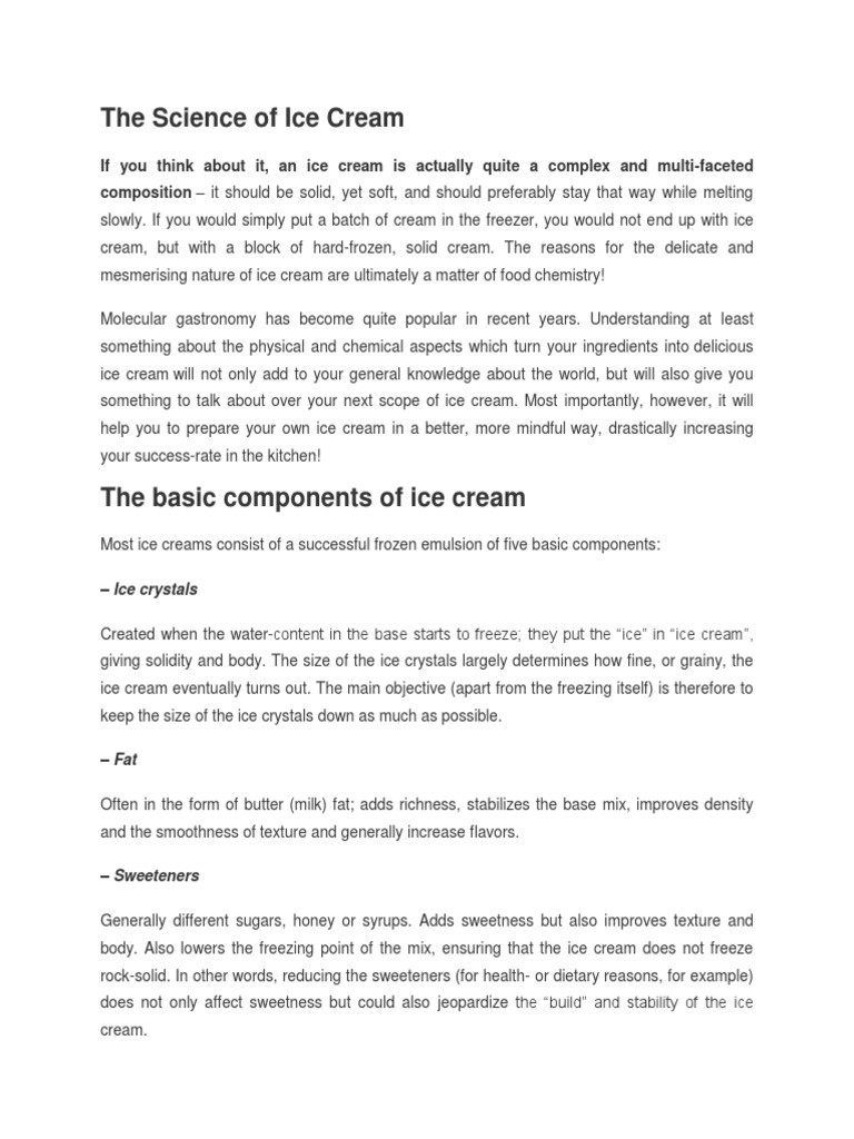 Science of Ice Cream | PDF | Ice Cream | Ice