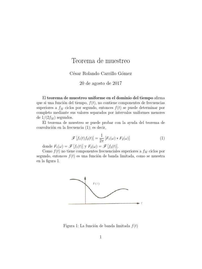 Teorema de muestreo uniforme | PDF | Muestreo (procesamiento de señal ...