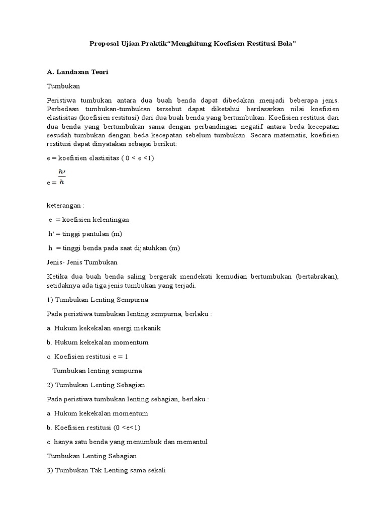Proposal Ujian Praktik Fisika Restuitusi | PDF