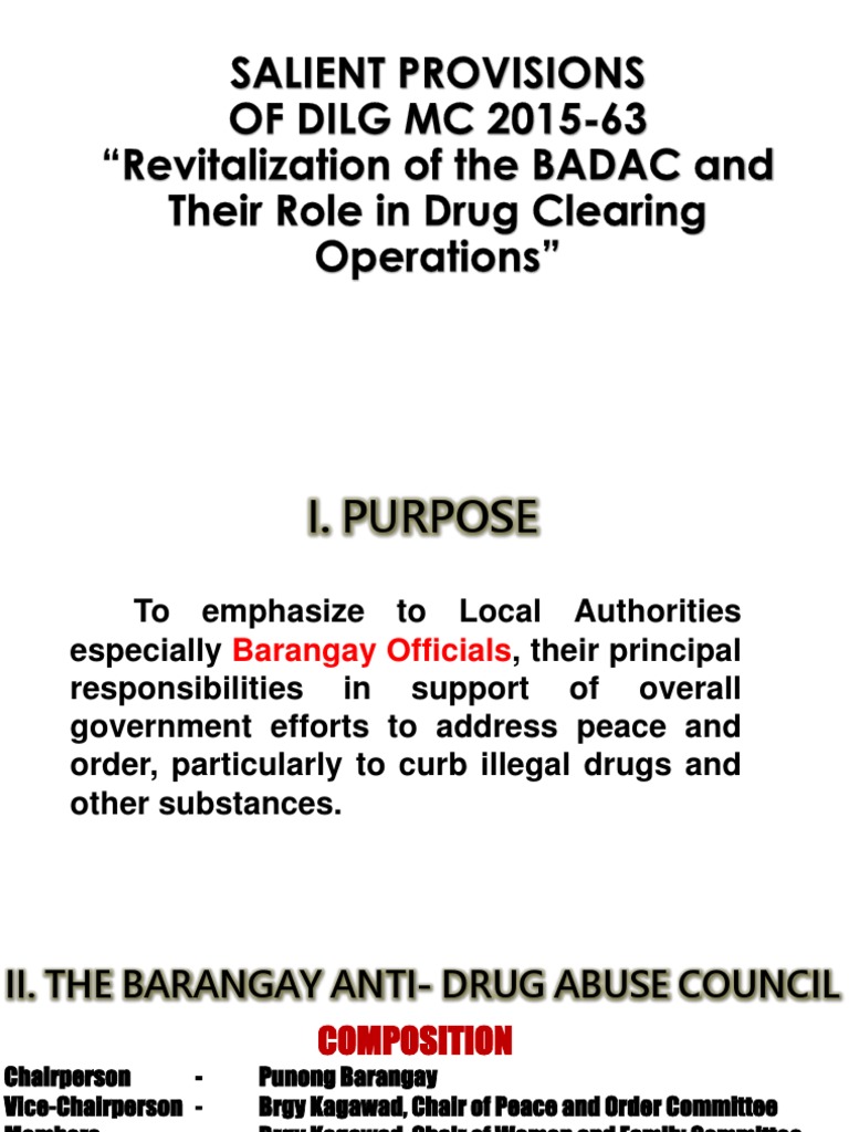 Dilg MC 2015-63 Revitalization of Badac | PDF | Chairman | Prohibition ...