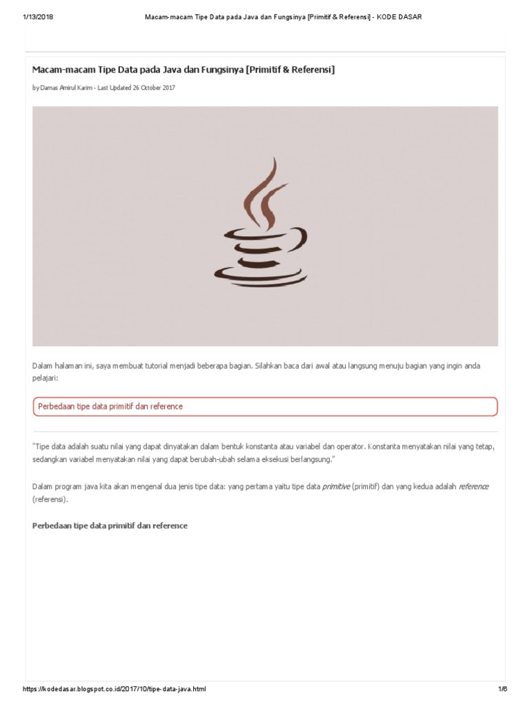Macam-Macam Tipe Data Pada Java Dan Fungsinya (Primitif & Referensi ...