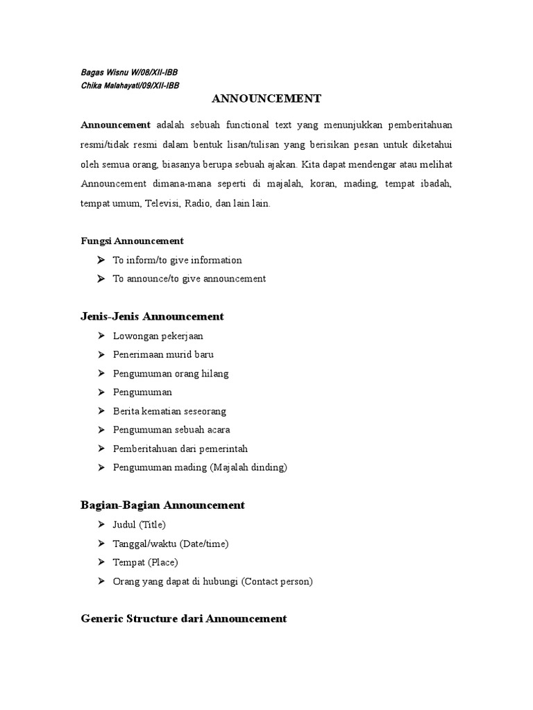 Panduan Lengkap tentang Announcement | PDF