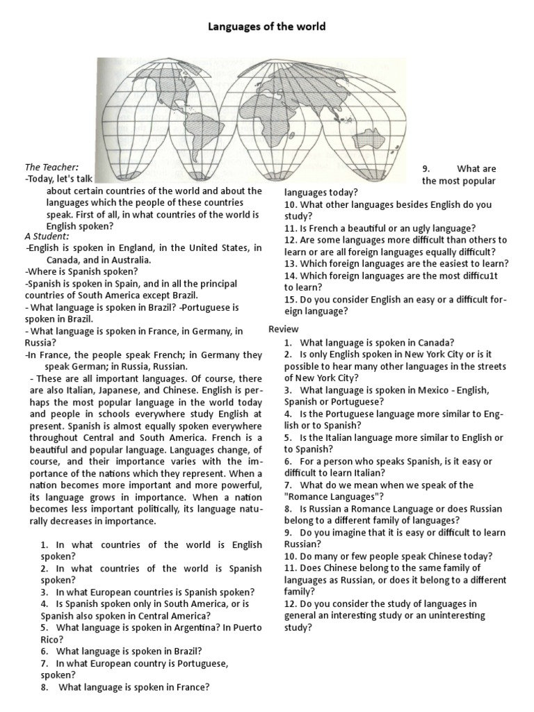 Reading - Languages of The World | PDF | Portuguese Language | English ...