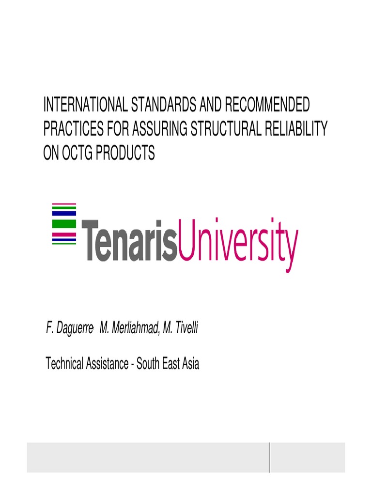 Tenaris University - International Standards and Recommended Practices ...