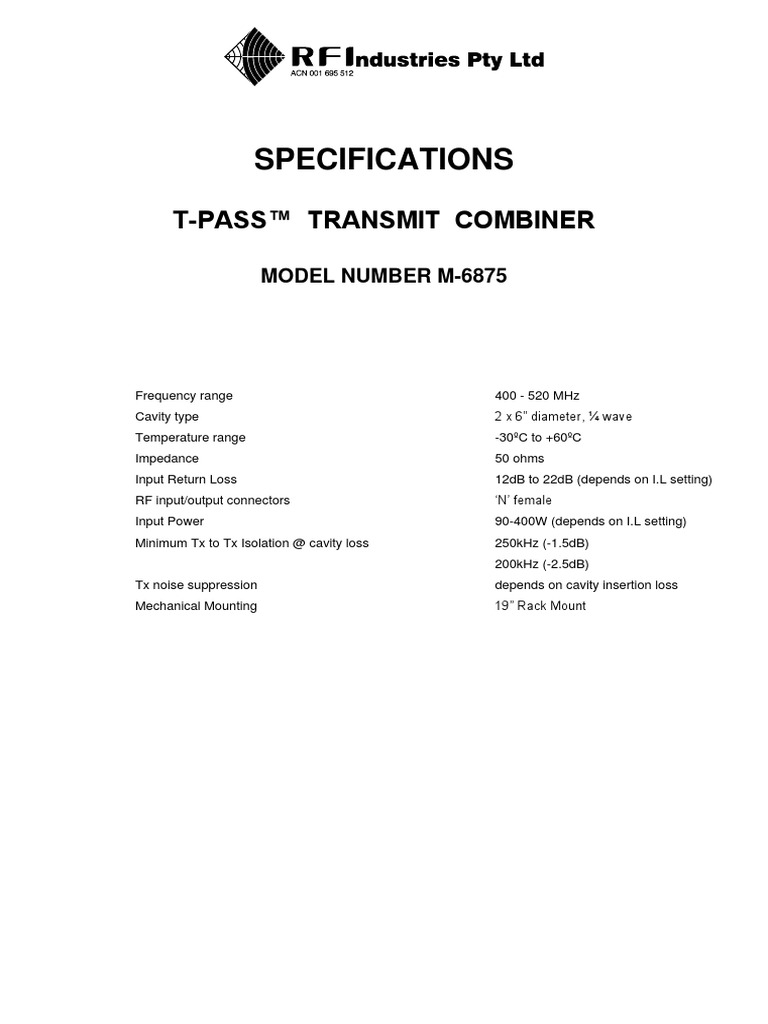 T-Pass Transmit Combiner | PDF