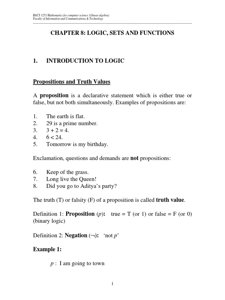 Logic, sets and functions | PDF | Mathematical Concepts | Syntax (Logic)