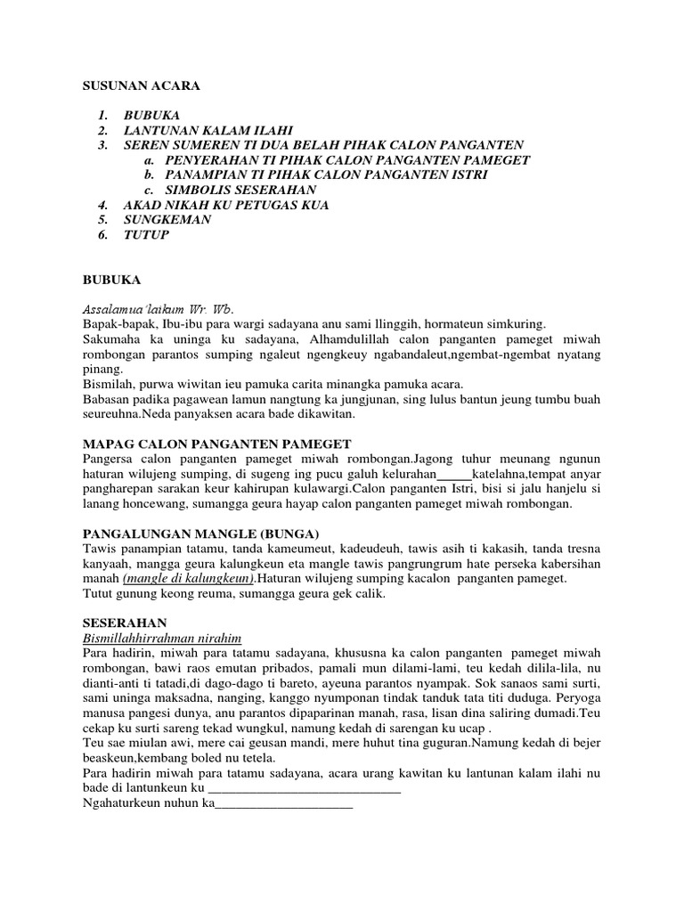 Bubuka MC Pernikahan | PDF