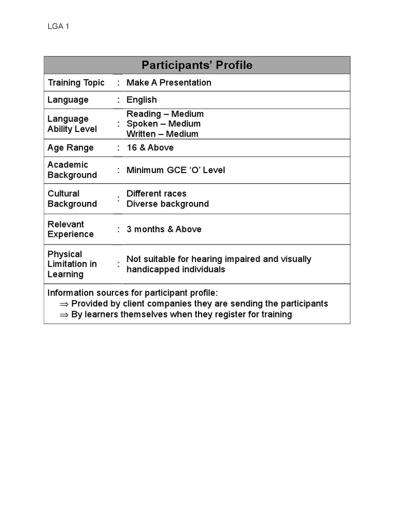 Lga 1 | PDF | Lesson Plan | Learning