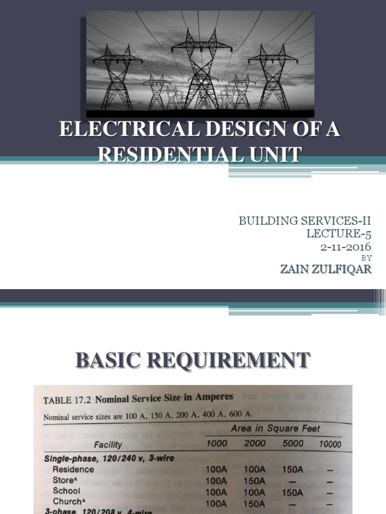 Electrical Design of A Residential Unit: Building Services-Ii Lecture-5 ...