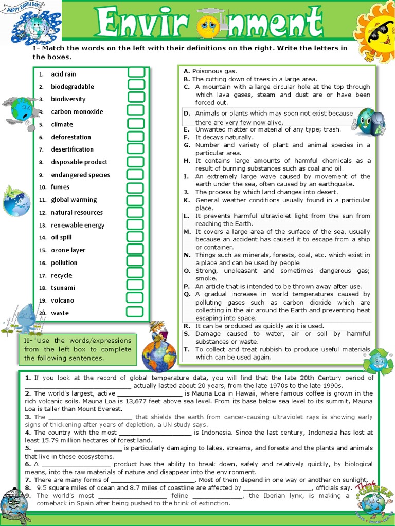 Environment Vocab | PDF | Earth | Sea