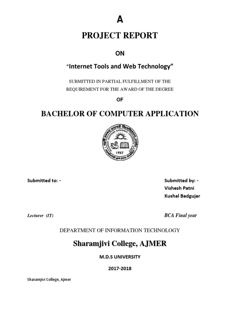 Internet Tools and Web Technology Project Report | PDF | Hyperlink | Html Element
