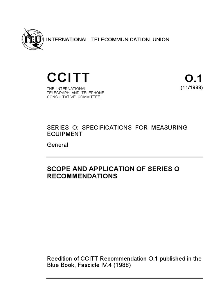 Ccitt: Scope and Application of Series O Recommendations | PDF | Bit ...