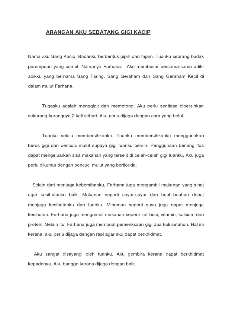 Karangan Aku Sebatang Gigi Kacip Pdf