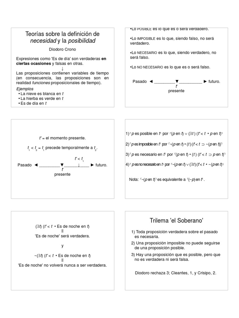 Diodoro Crono Necesidad y Posibilidad | PDF | Proposición | Teorías ...