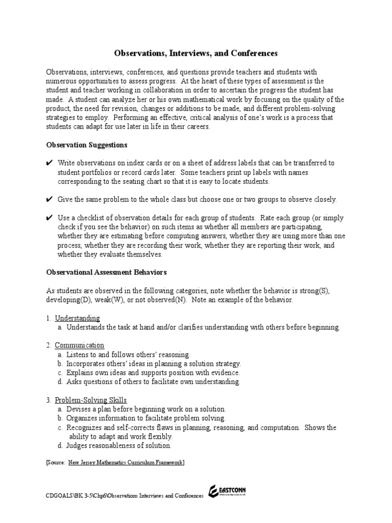Observations Interviews and Conferences | PDF | Educational Assessment ...